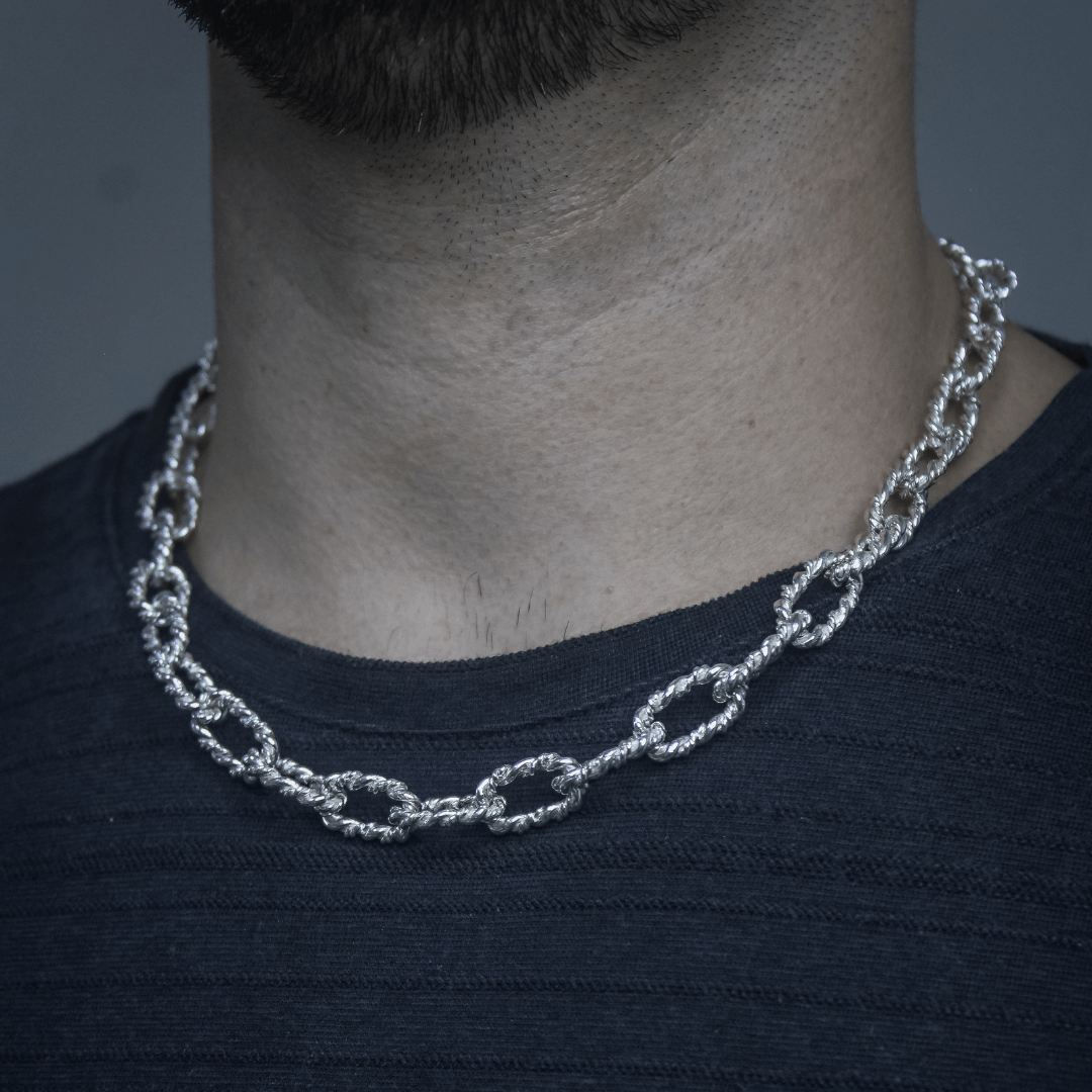 CORRENTE MACIÇA NORDIC ROPE 50 CM PRATA 950 - Maktub Pratas