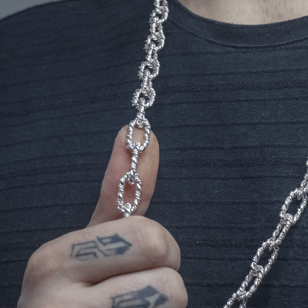 CORRENTE MACIÇA NORDIC ROPE 80 CM PRATA 950 - Maktub Pratas